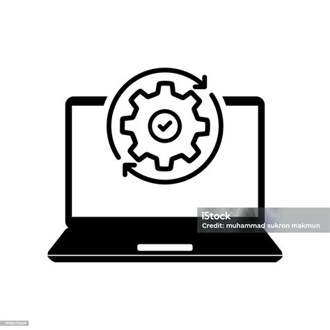 Upgrade Of Software Black Icon Computer System Update Silhouette Pictogram Download Process Icon