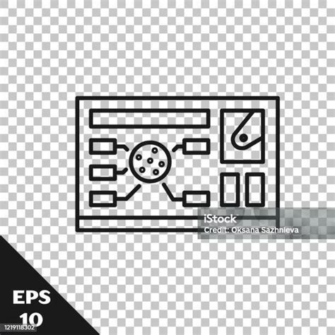 투명 한 배경에 격리 된 검은 선 미래 Hud 인터페이스 아이콘입니다 홀로그램 Ui 인포 그래픽 대화 형 글로브와 사이버 스카이 Fi 화면 벡터 일러스트레이션 가상현실에