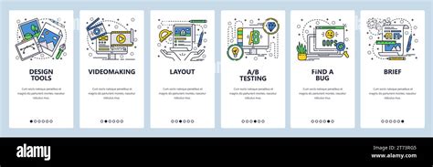 Vector Web Site Linear Art Onboarding Screens Template Graphic Design