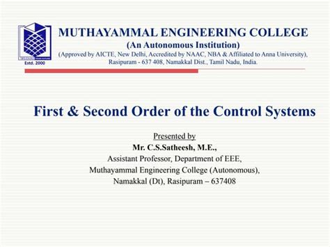 First And Second Order Of The Control Systems Ppt