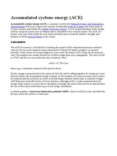 Accumulated Cyclone Energy Ace Calculation Pdf