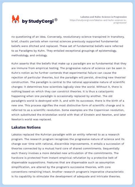 Lakatos And Kuhn Science Is Progressive Free Essay Example