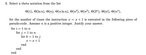 Solved 3 Select A Theta Notation From The List 1 Inn