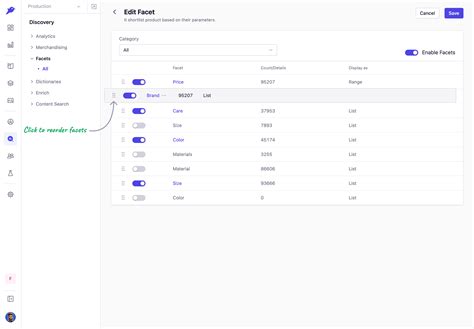 Rearrange Facets And Facet Values Support Experro