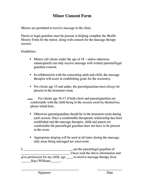 Massage Consent Form Fill Online Printable Fillable Blank Pdffiller