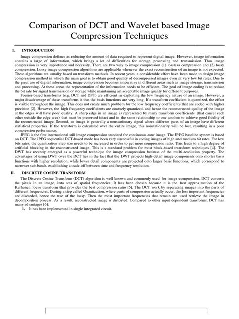 Dct And Wavelet Transform Based Image Compression Pdf Data