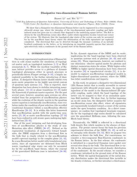 Pdf Dissipative Two Dimensional Raman Lattice