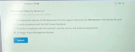 Question 17 40 74 11 SSA Process Maturity StudyX