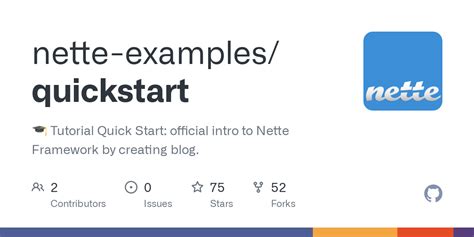 GitHub Nette Examples Quickstart Tutorial Quick Start Official