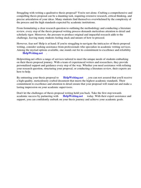 How To Write A Qualitative Thesis Proposal Pdf