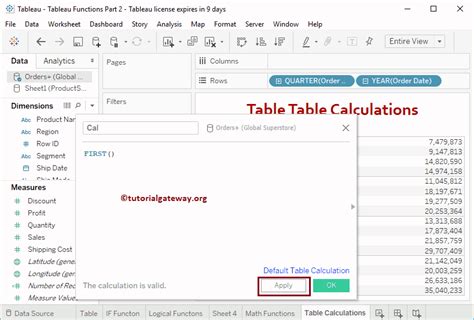 tableau table calculations