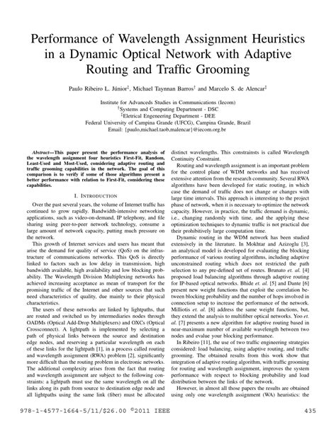 Pdf Performance Of Wavelength Assignment Heuristics In A Dynamic Optical Network With Adaptive