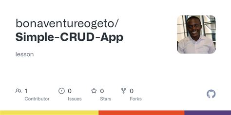GitHub Bonaventureogeto Simple CRUD App Lesson