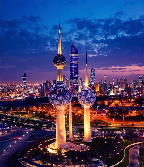 Download Kuwait Towers At Night Phone Wallpaper