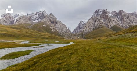 맑은 하늘 아래 산맥 근처의 녹색과 갈색 초원 사진 Unsplash의 무료 밭 이미지