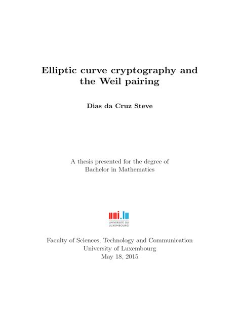 Elliptic Curve Cryptography And The Weil Pairing