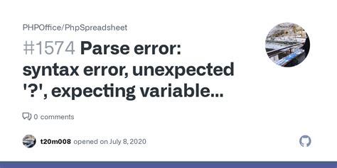 Parse Error Syntax Error Unexpected Expecting Variable T