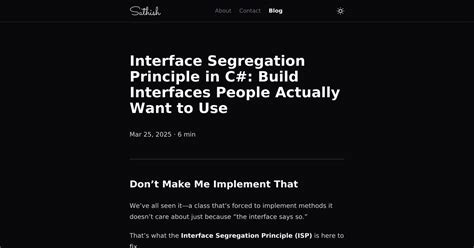 Interface Segregation Principle In C Build Interfaces People Actually Want To Use