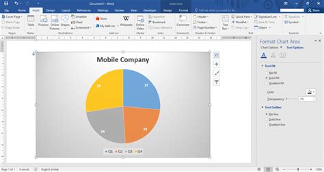how to edit and insert a chart in microsoft word 2016