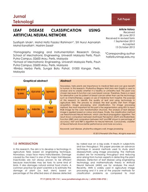 pdf leaf disease classification using artificial neural network
