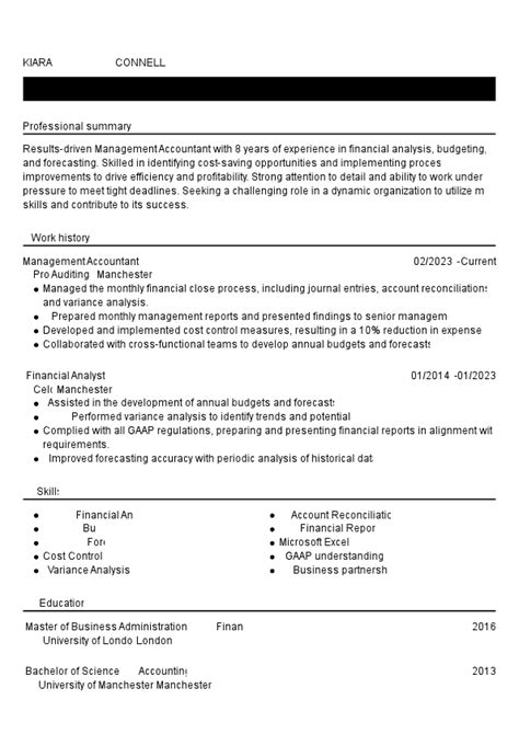 Management Accountant Cv Examples And Templates Myperfectcv