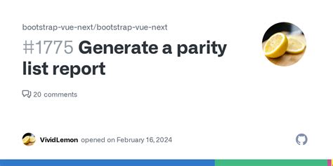 Generate A Parity List Report · Issue 1775 · Bootstrap Vue Next