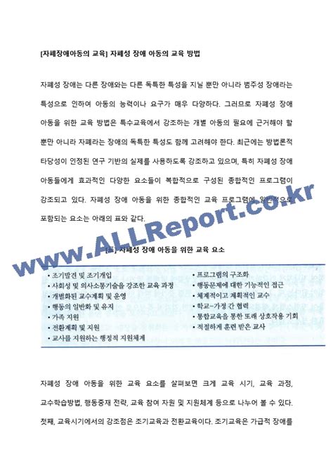 자폐장애아동의 교육 자폐성 장애 아동의 교육 방법 자폐장애아동의 교기타방송통신