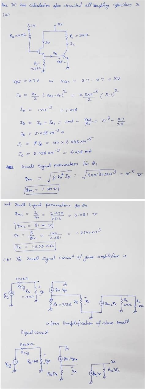 Solved In The Two Stage Cascade Amplifier Circuit Shown Below The Course Hero
