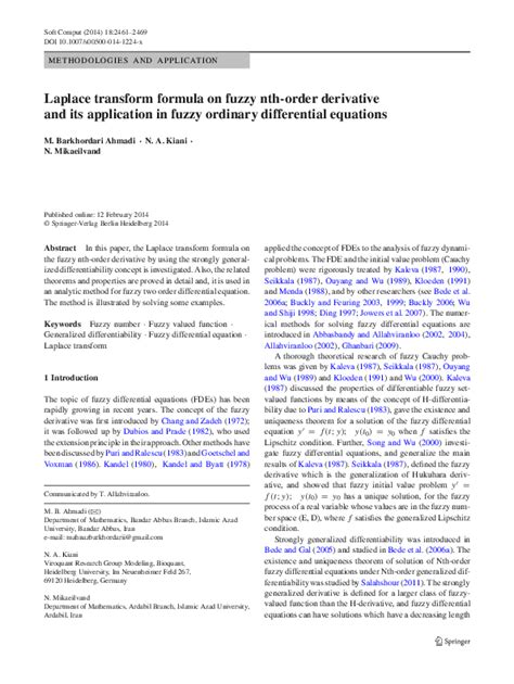 pdf laplace transform formula on fuzzy nth order derivative and its