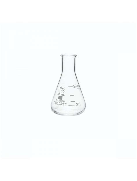 Erlenmeyer Flask Narrow Mouth Borosilicate Glass 50ml Case Pk 48 Geyer Instructional Products