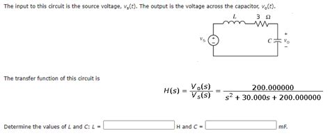 solved the input to this circuit is the source voltage