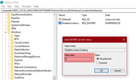 turn on or off location scripting on windows 11 10