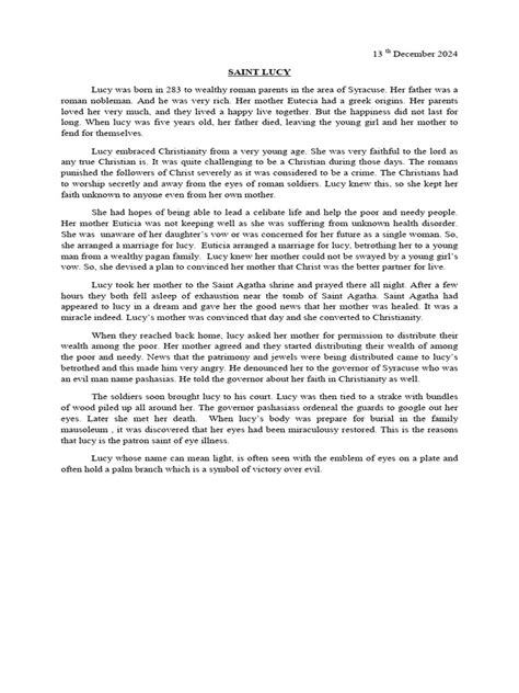 Storry Telling Saint Lucy Santa Lusia Pdf