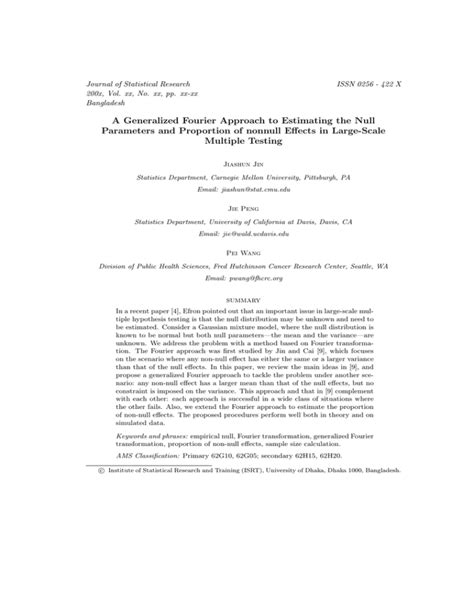 A Generalized Fourier Approach To Estimating The Null
