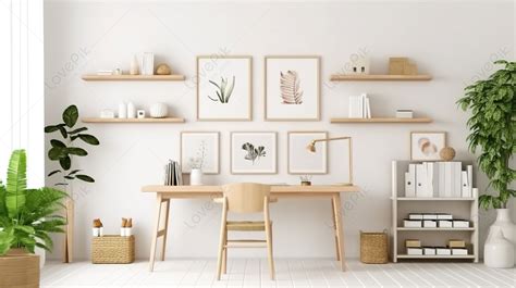 스칸디나비아 스타일 홈 오피스 인테리어를 위한 세련된 프레임 모형 3d 렌더링 배경 테리 배경 사무실 스타일 배경 오피스 배경 이미지 Hd 테리 사무실 스타일