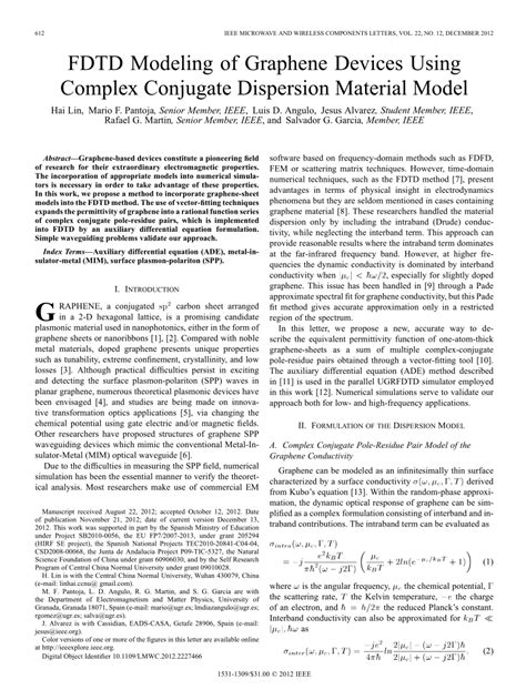 Pdf Fdtd Modeling Of Graphene Devices Using Complex Conjugate Dispersion Material Model