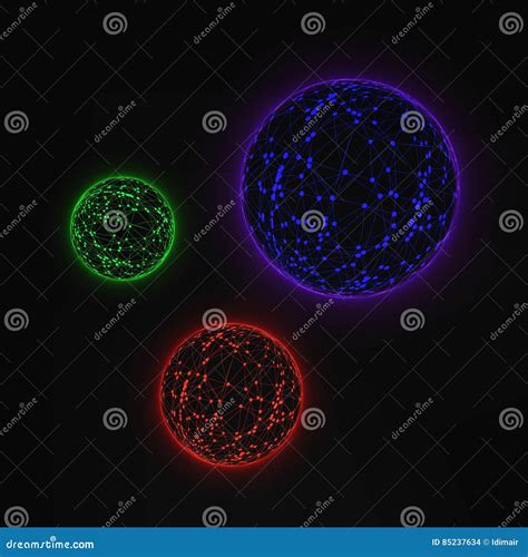 Sphere With Connected Lines And Dots Wireframe Mesh Polygonal Element Stock Vector