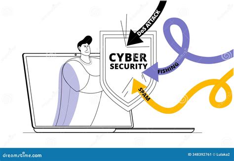 The System Protects Itself From Hacker Attacks Stock Illustration Illustration Of Outline