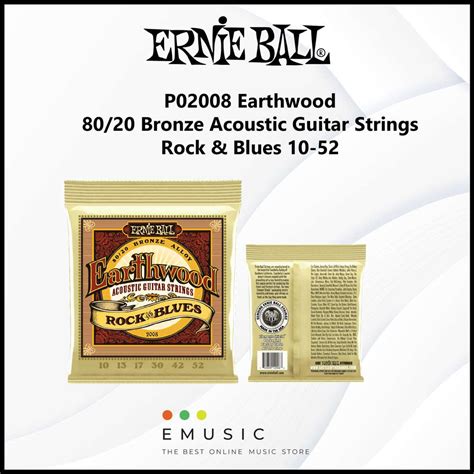 Ernie Ball P02008 10 52 Earthwood 8020 Bronze Acoustic Guitar Strings