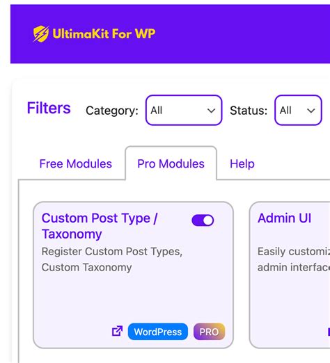 Custom Post Type Custom Taxonomy UltimaKit For WP All In One