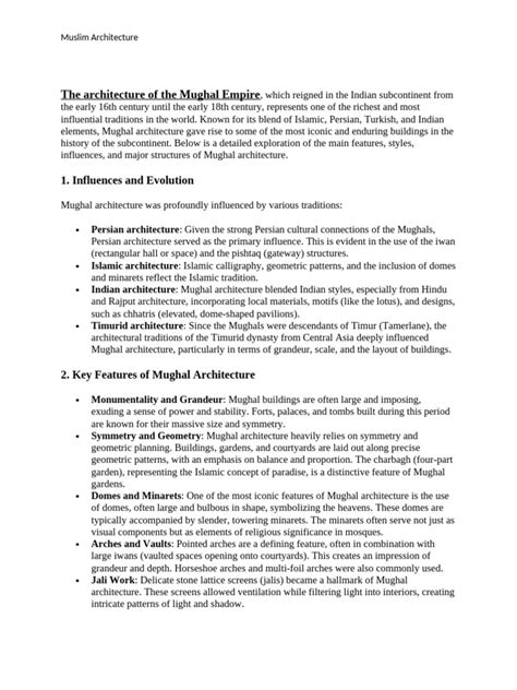 Muslim Archetecture Final Pdf Mughal Empire