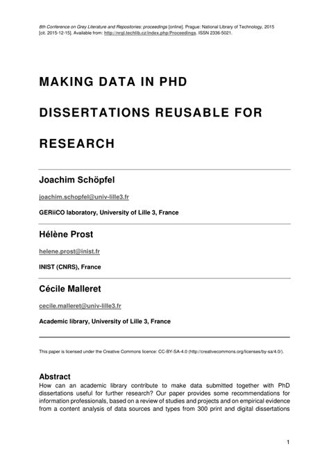 Pdf Making Data In Phd Dissertations Reusable For Research
