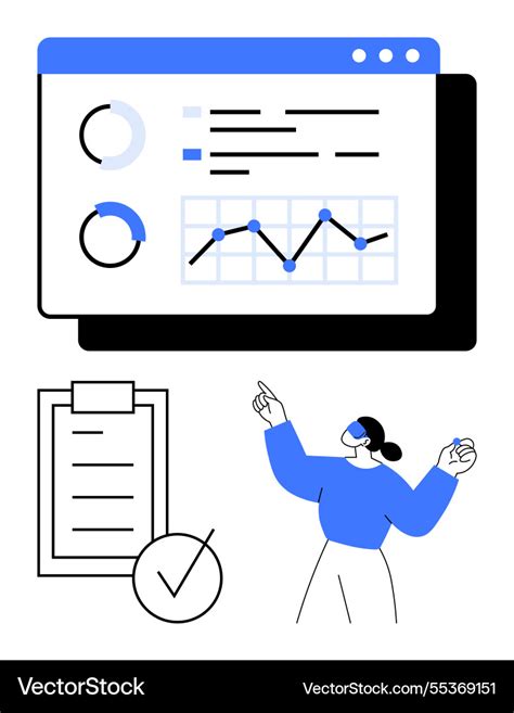 Data Analysis Dashboard With Graph Checklist Vector Image