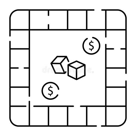 Line Icon Board Game Or Table Game Element Fun And Activity Vector Illustration Dices And Board