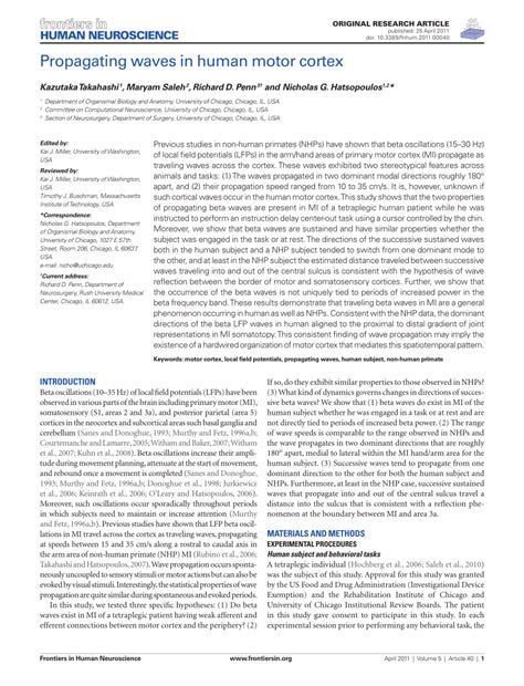 Pdf Propagating Waves In Human Motor Cortex