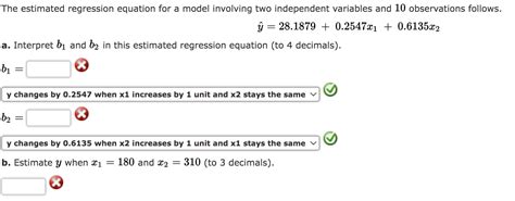 Solved The Estimated Regression Equation For A Model