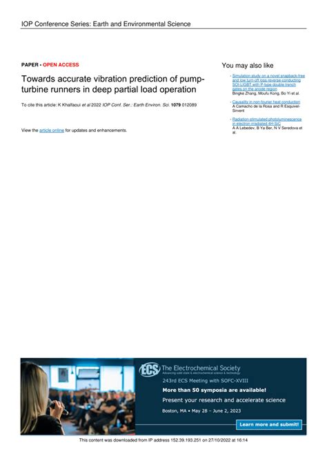 Pdf Towards Accurate Vibration Prediction Of Pump Turbine Runners In