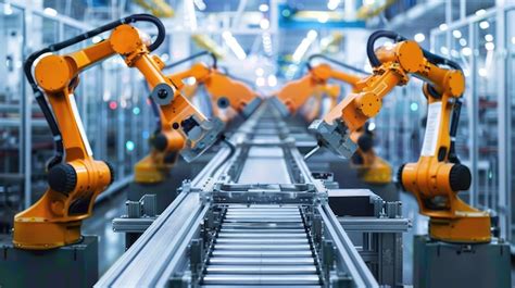 advanced robotic arms in automated assembly line premium ai generated