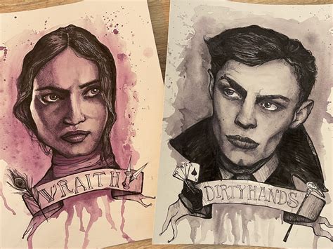 Kanej Combo Print Pack Two Ink Illustrations Of Inej Ghafa And Kaz Brekker From Leigh Bardugos