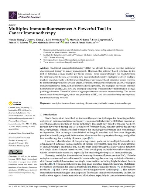 Multiplex Immunofluorescence A Powerful Tool In Cancer Immunotherapy Pdf Pdf